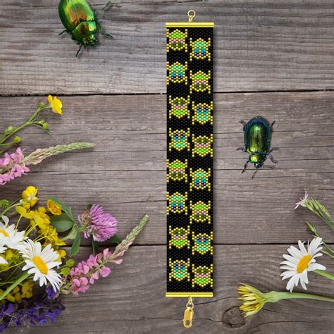 Scarab Peyote Pattern Even Count Peyote Bracelet Pattern Peyote Stitch Bracelet Pattern