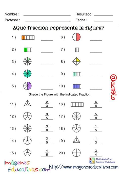 Fichas Ejercicios De Fracciones Con Figuras Memorama De Fracciones
