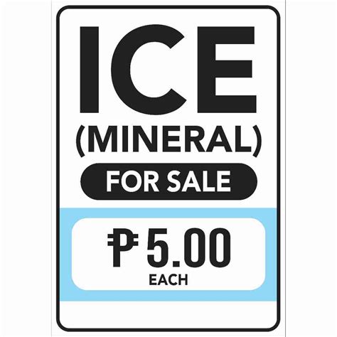 Signage Ice Mineral For Sale Sign Pvc Plastic Material Signage