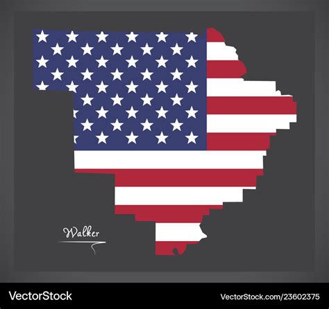 Walker County Alabama Map With Flag Royalty Free Vector