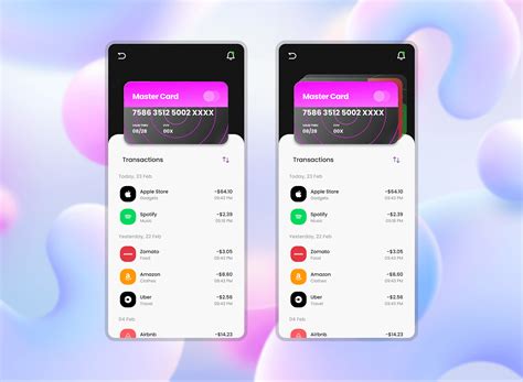 Credit Card Transaction Ui Glass Morphism Cards Behance