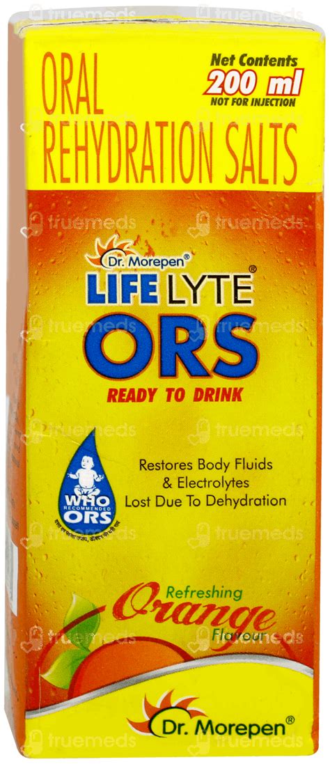 Dr Morepen Life Lyte Ors Orange Flavour Ready To Drink 200ml Uses Side Effects Dosage Price
