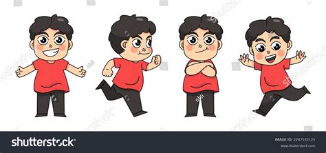 Vector Funny Character Poses Gestures Cartoon Stock Vector Royalty
