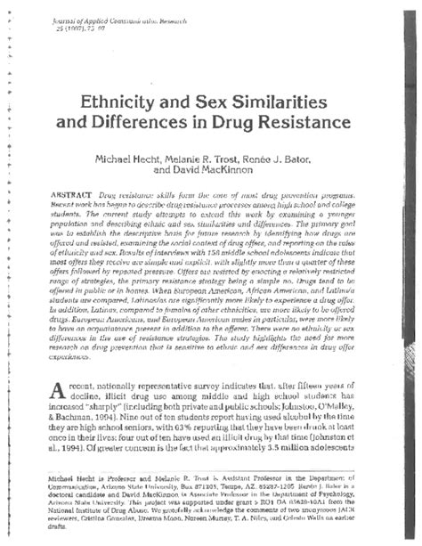 Pdf Ethnicity And Sex Similarities And Differences In Drug Resistance