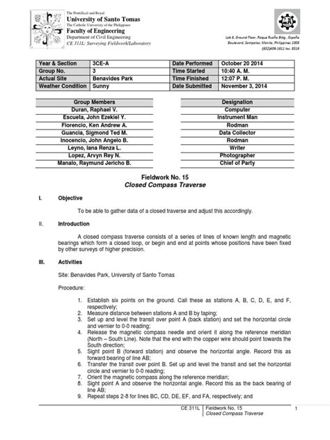 Closed Compass Traverse Pdf Surveying Compass