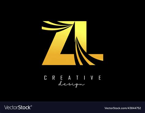 Creative Gold Letters Zl Z L Logo With Leading Vector Image