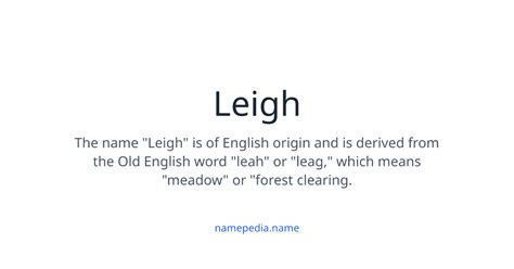 Leigh Meaning Origin Nicknames And Popularity Namepedia