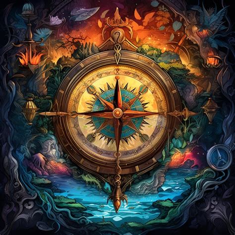 Premium Ai Image Intricate Map With Compass In Fantasy Style