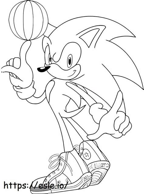 Sonic Playing Basketball Coloring Page