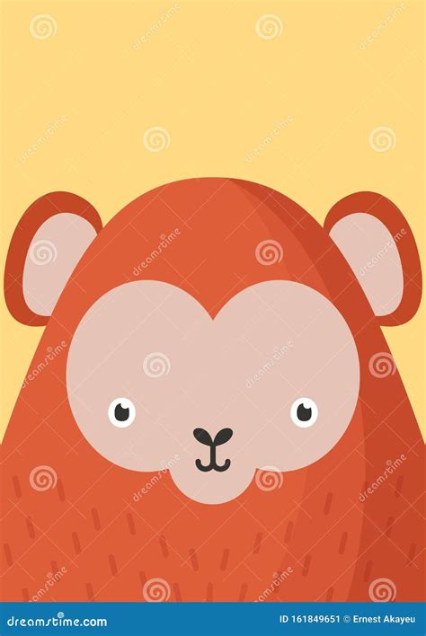 Cute Monkey Snout Flat Vector Illustration Adorable Wildlife Jungle
