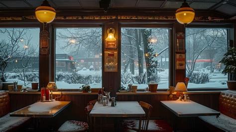 Free Cozy Diner Interior Image Diner Snow Evening Download At