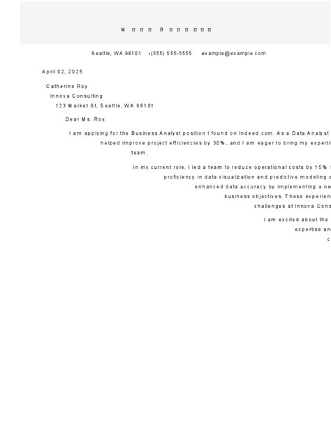 Data Engineer Cover Letter Examples