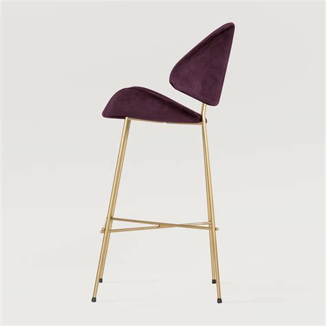 Bar Stool Cheri Bar Velours Gold High Purple Ikershopeu