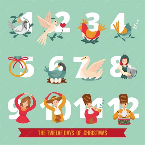 Free Vector Flat 12 Days Of Christmas Illustration