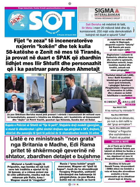 Shtypi I DitËs Çfarë Shkruajnë Gazetat Shqiptare Për Ditën E Sotme E