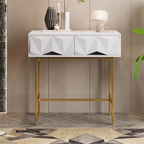 Modern Console Table With Drawers Solid Wood Metal Homary Artofit