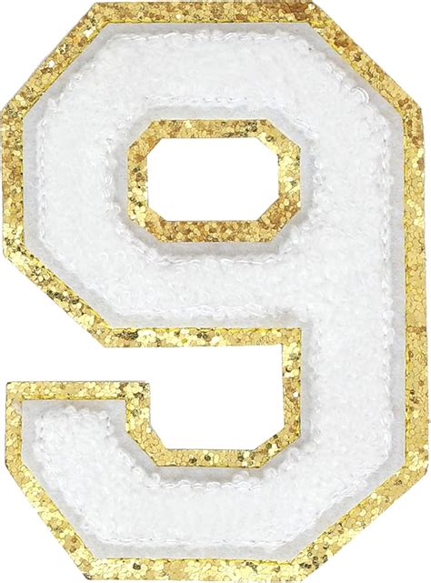 Gygyl 3pcs Chenille Varsity Glitters Numbers Patch Iron On