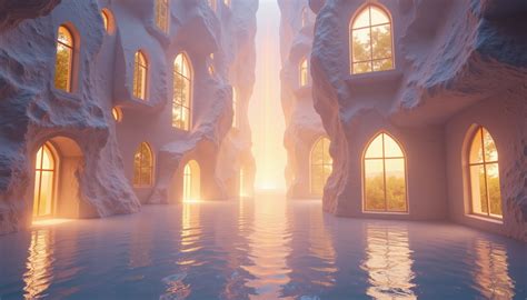 Free Luminous Water Temple Image Ethereal Luminous Reflective