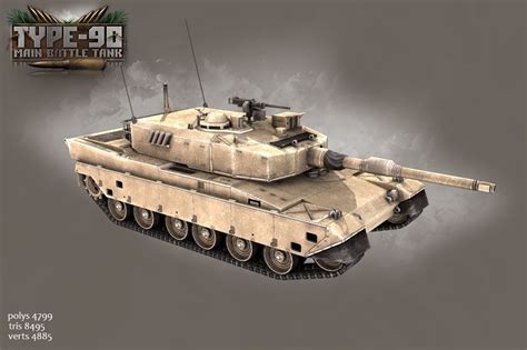 3d Model Type 90 Main Battle Tank Vr Ar Low Poly Cgtrader