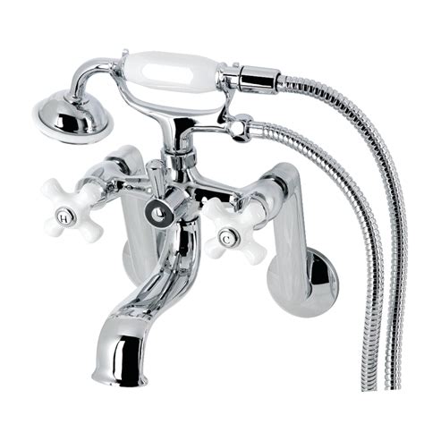 Kingston Brass Ks229pxc Kingston Three Handle 2 Hole Tub Wall Mount