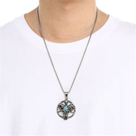 Kemstone Titanium Steel Viking Pendant Necklace Goat Skullwolf Head