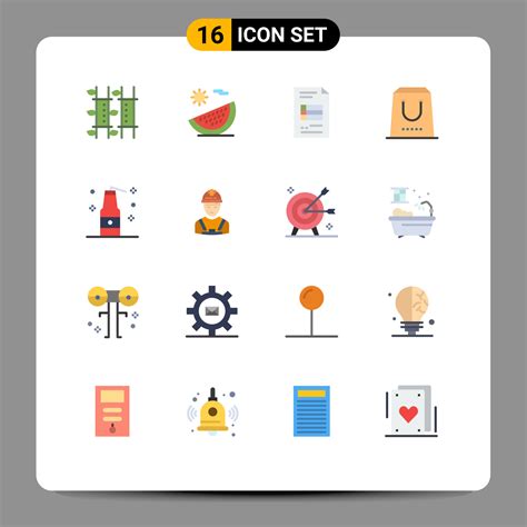 Editable Vector Line Pack Of 16 Simple Flat Colors Of Package Commerce Summer Buy Business