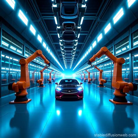 Futuristic Automotive Assembly Plant Stable Diffusion Online