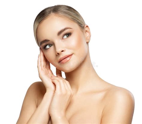 Woman Beauty With Clean Fresh Skin Look Up Beautiful Girl Face Care