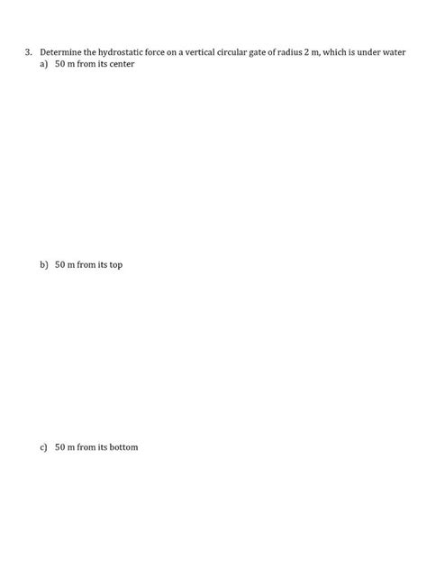 [solved] 3 Determine The Hydrostatic Force On A Vertical