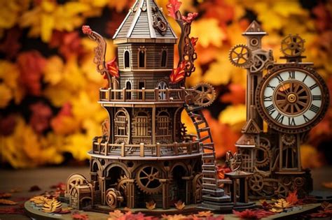 Premium Ai Image A Model Of A Clock With A Clock On The Top Of It