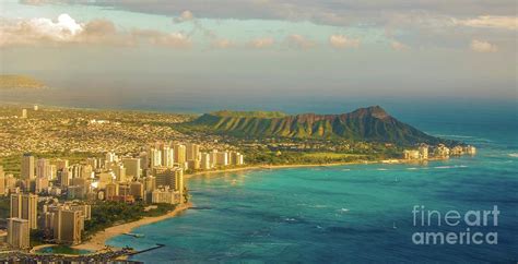 Honolulu Waikiki And Diamond Head Crater Aerial Coast Photograph