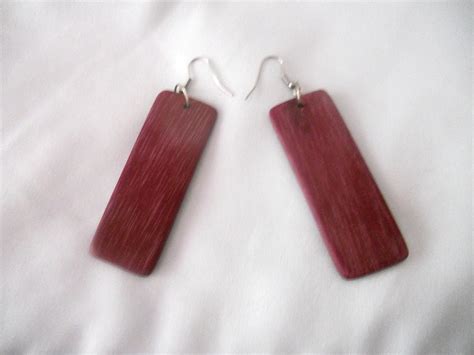 Exotic Wood Purpleheart Earringshandcrafted Bohemian Earrings Natural Color Wooden Jewelry