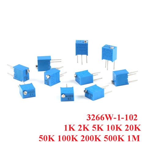 10pcs 3266w 1 102 1k 2k 5k 10k 20k 50k 100k 200k 500k 1m Top Adjustment