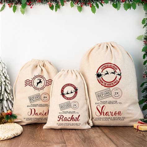 Personalised Santa Sackcustom Christmas Sack With Namechristmas Toy