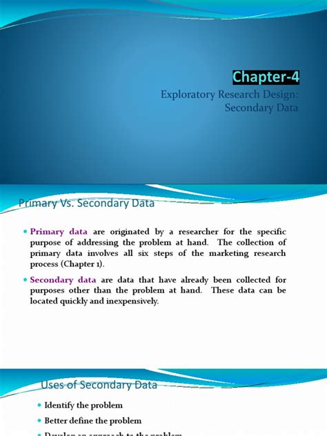 Chapters 4 Explorartory Research Design Secondary Data Pdf Data
