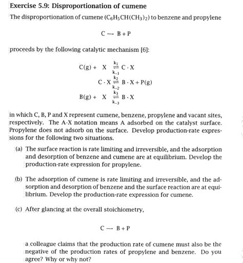 Solved Exercise 59 Disproportionation Of Cumene The