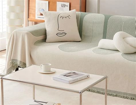 Sofa Throw Pistachio Green Soft Tassel Nordic Chenille