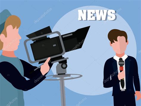 Reportero Noticias Para Hombre Transmitiendo Vivo Con Cámara Hombre