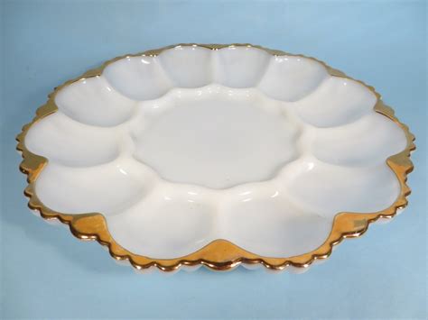 Vintage Fireking Milk Glass Deviled Egg Plate Vintage Deviled Egg