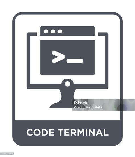 Vetores De Vetor De Ícone Terminal Código Sobre Fundo Branco Terminal Moderno Código Preenchido