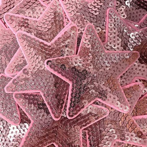 Pink Star Sequin Embroidered Patch Clpatch