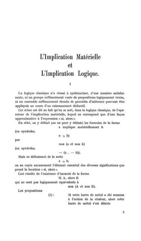 L`implication Matérielle Et L`implication Logique