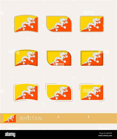 Vector Flags Of Bhutan Collection Of Bhutan Flags Vector Icon Stock