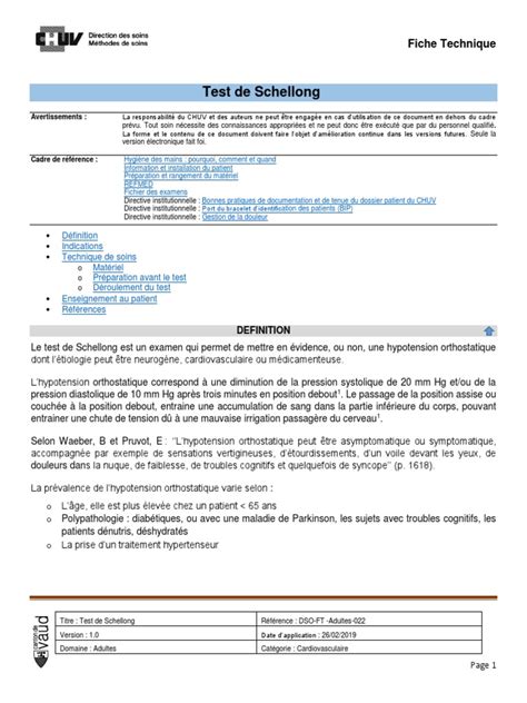 Mds Test Schellong Dso Ft Adultes 022 1 0 Pdf Médecine Clinique Spécialités Médicales
