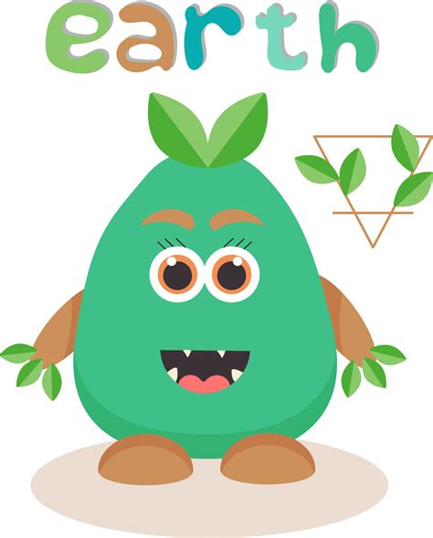 The Element Of Nature Is Earth Cute Monster Water Vector Cartoon
