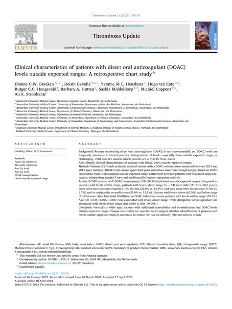 Pdf Clinical Characteristics Of Patients With Direct Oral