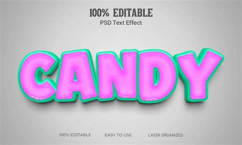 Premium Psd Candy 3d Text Effect Editable File