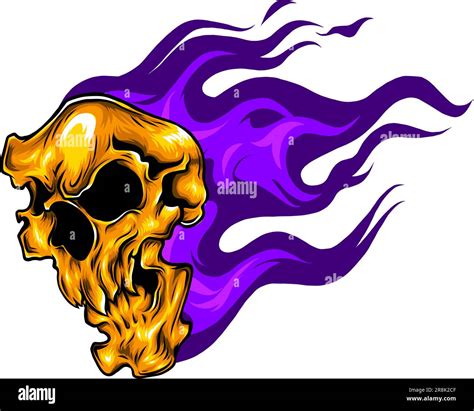 Burning Skull With Flame Hair Vector Design Stock Vector Image And Art