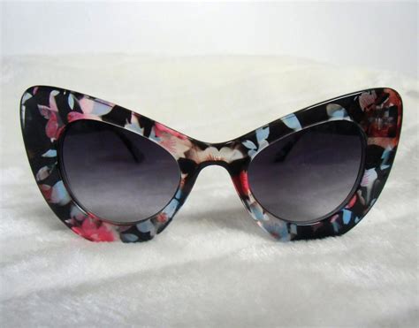 Lunettes De Soleil Papillon Pin Up Fleurs Oversize
