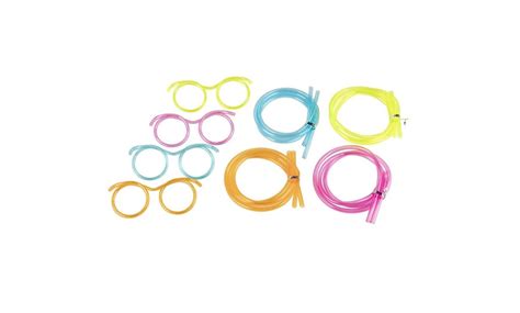 12 Pack Silly Straw Glasses Flexible Drinking Straw For Party 4 Assorted Color Groupon